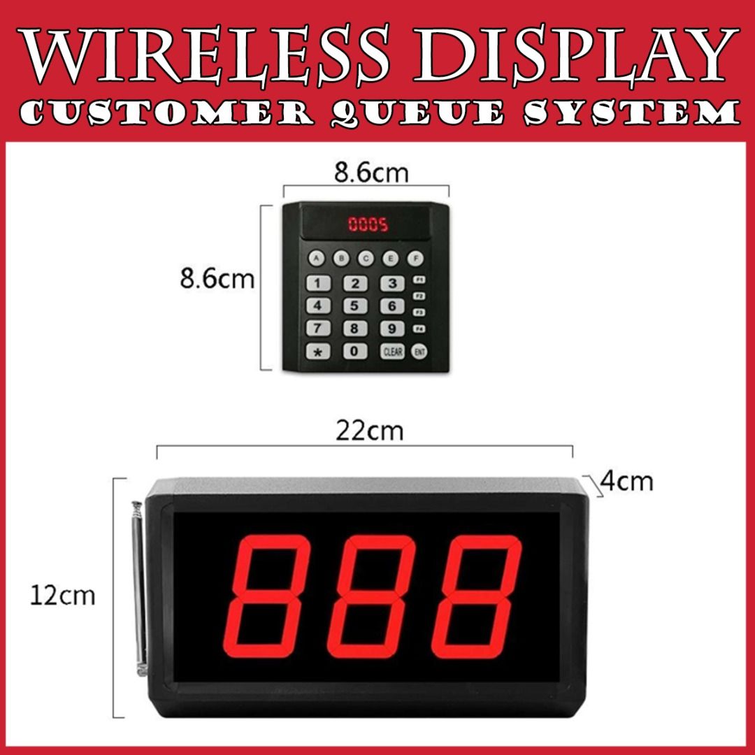 Brand New Wireless Queue Management System | 3 options to choose from | 3 Digit Digital Call ...