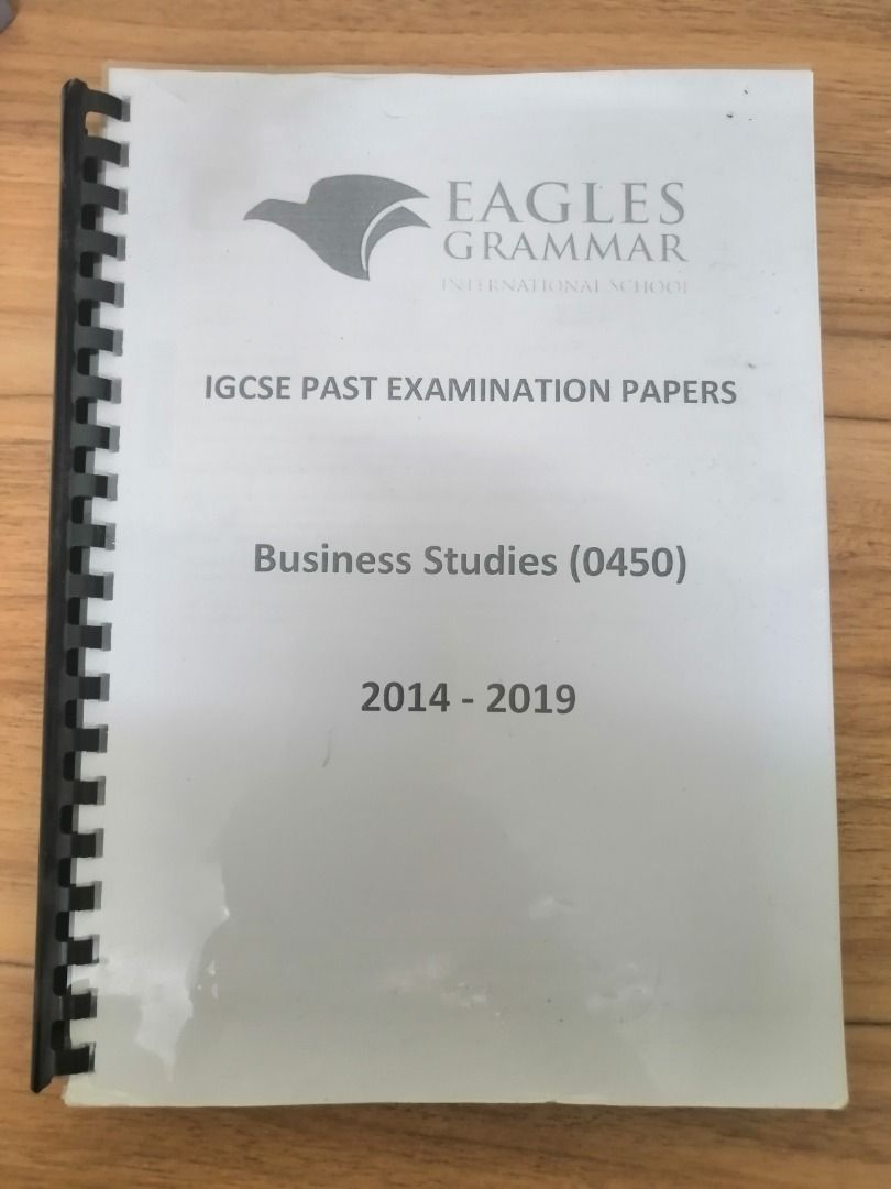 Business Studies Paper 1 & 2 IGCSE Cambridge Past Year Paper Photocopy ...
