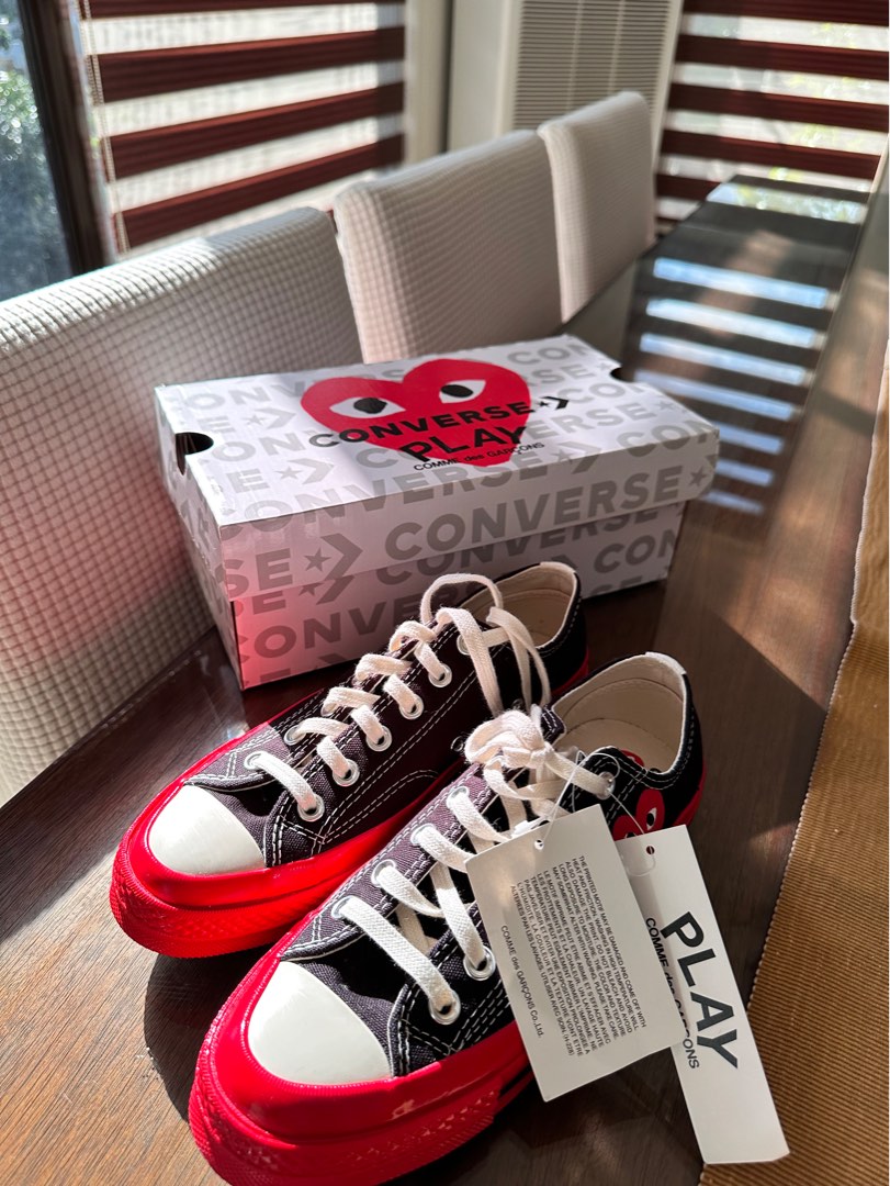 CDG CONVERSE CHUCK 70 OX, BLACK/RED/EGRET, Women's Fashion, Footwear ...