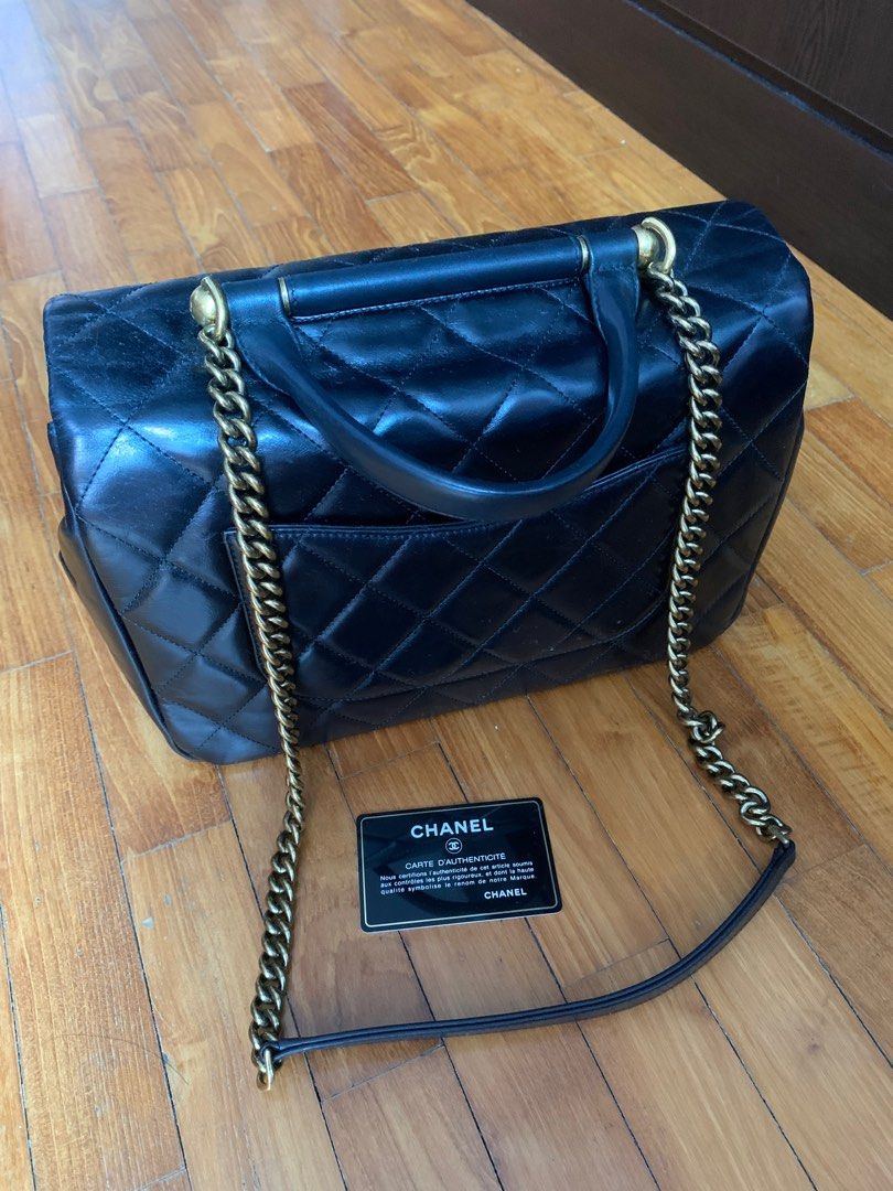 Chanel Two way Gold Bar Calfskin Iridescent flap bag, Luxury, Bags ...