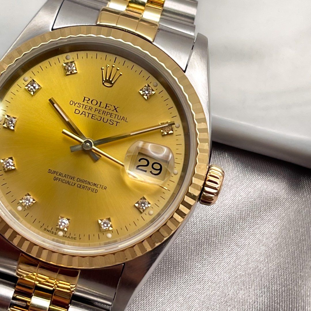 CLASSY 1993 36mm Rolex Oyster Perpetual Datejust Half Gold Diamond ...