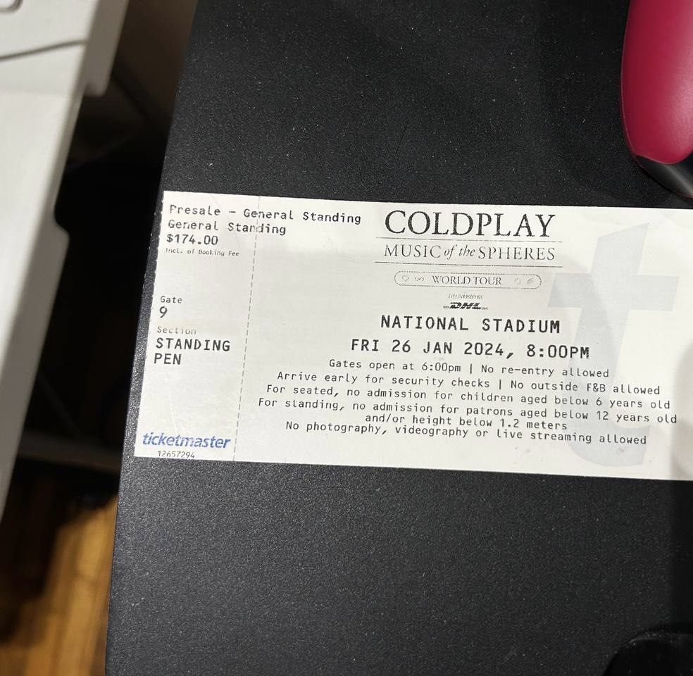 [PENDING] Coldplay Tickets 2024 - 26 January, Tickets & Vouchers, Event ...