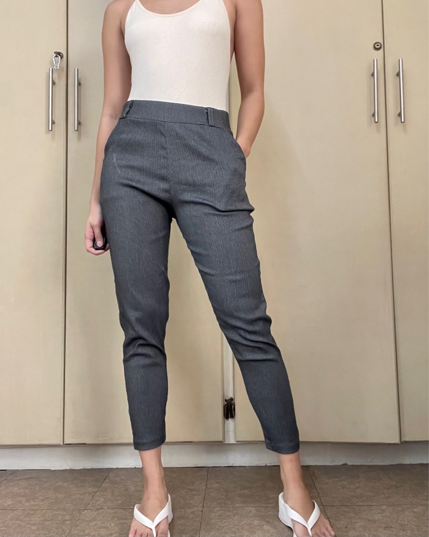 Dark Gray Slacks, Women's Fashion, Bottoms, Other Bottoms on Carousell