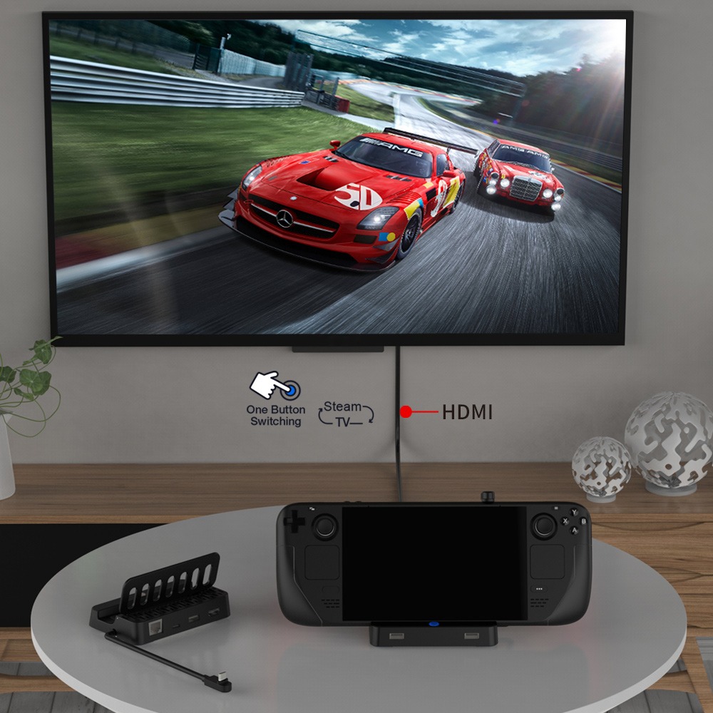 Dobe Steam Deck ROG Ally HDMI to TV Converter LAN Hub Stand Dock 4K USB ...