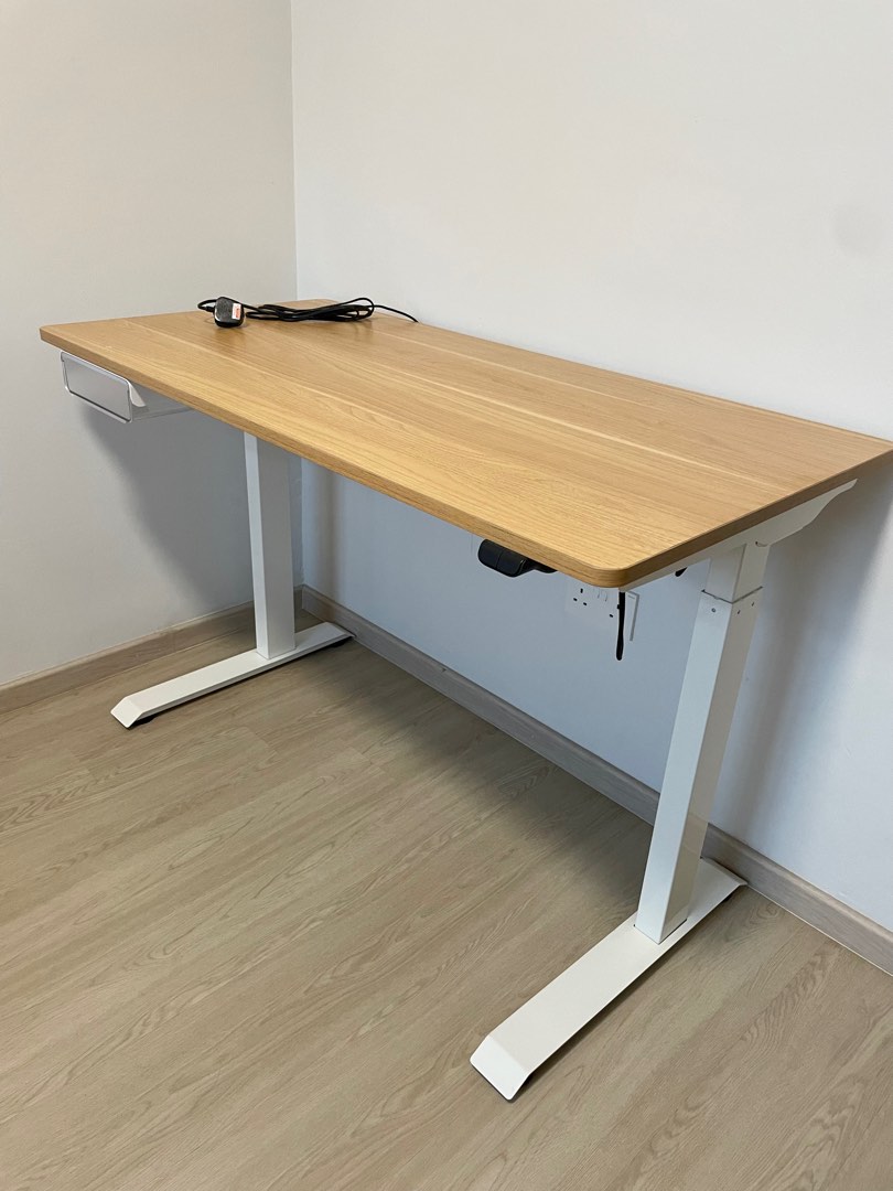 Electric Height Adjustable Wood Table, Furniture & Home Living ...
