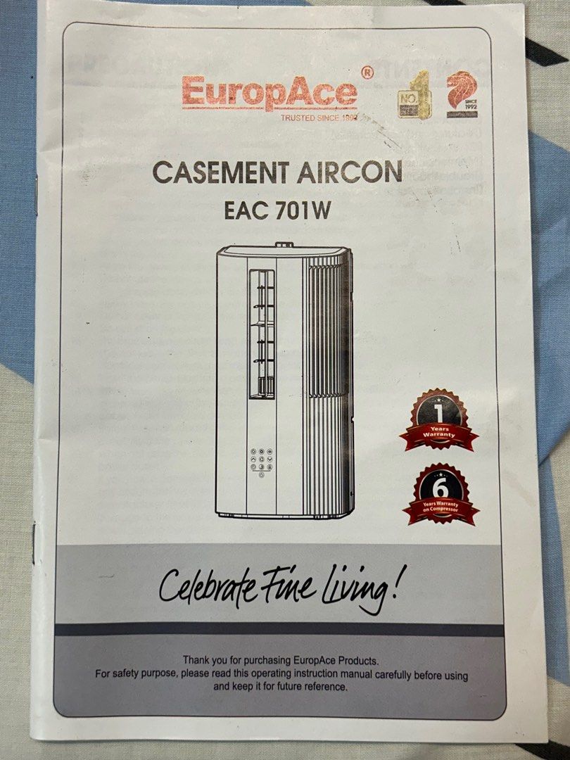 Europace casement aircon EAC 701W, TV & Home Appliances, Air ...