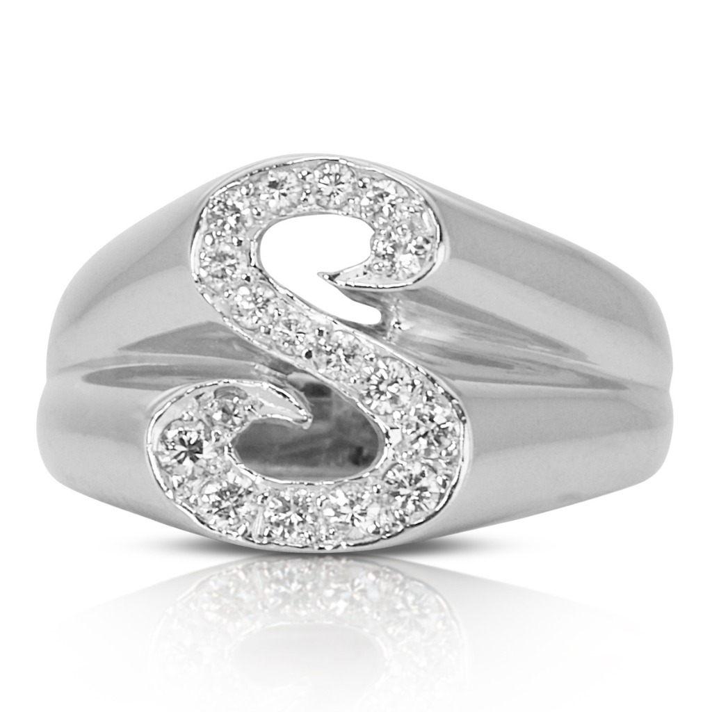 Exquisite 0.20ct S-shaped Diamond Ring, Women's Fashion, Jewelry ...