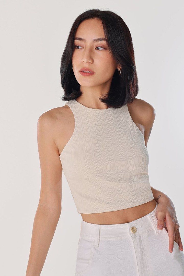 GENESIS TEXTURED RACER TOP (OAT), Women's Fashion, Tops, Sleeveless on ...