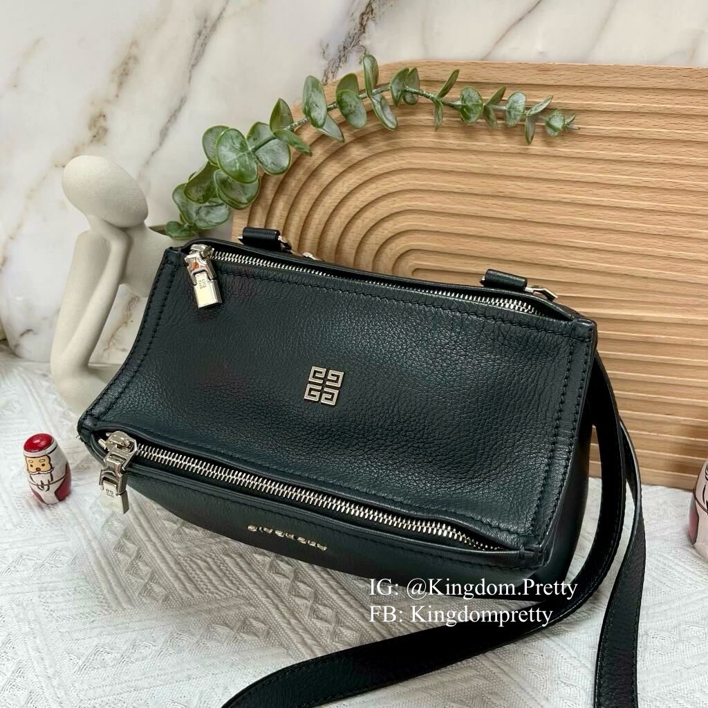 Givenchy Pandora Mini Grained Goat Leather Black 4G Metal Logo Emblem ...