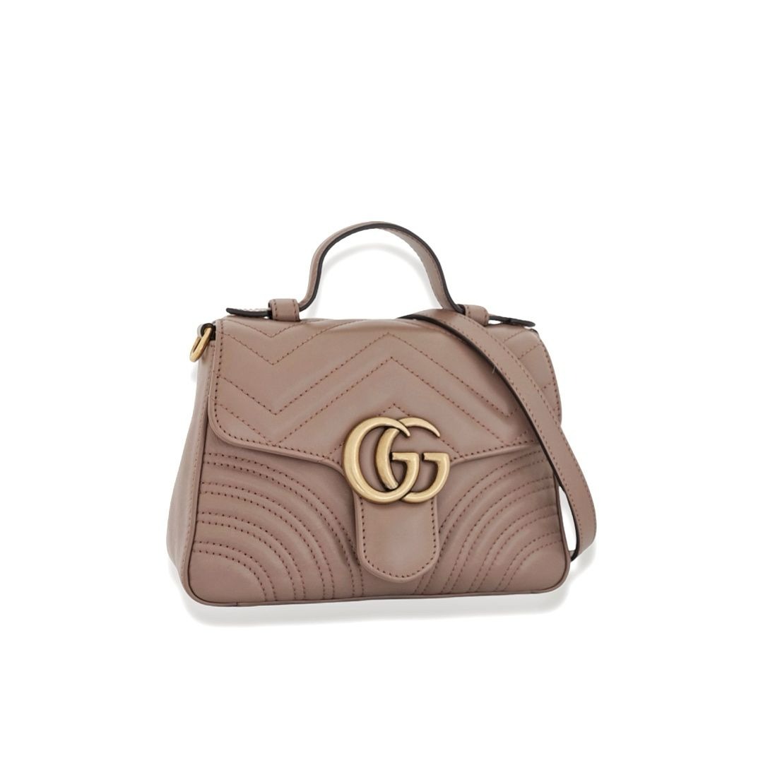 GUCCI Mini Marmont Top Handle Nude Gold Hardware 2021 (20x8x13) comes ...