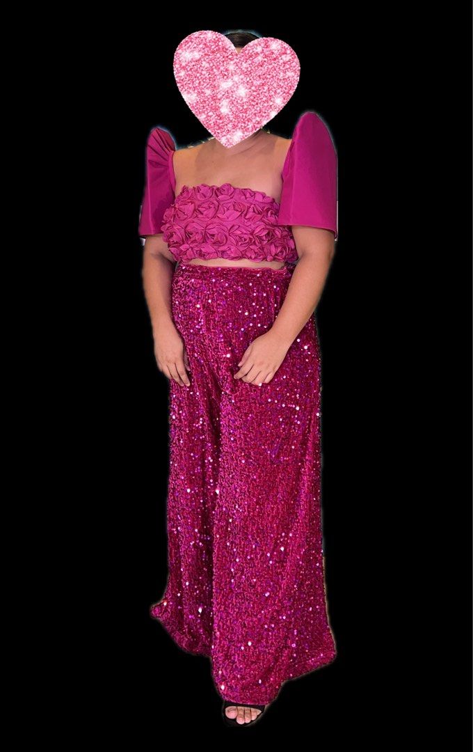 Hot Pink Modern Filipiniana Set, Women's Fashion, Dresses & Sets, Sets ...