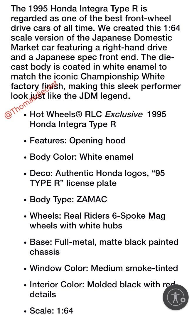 Hotwheels RLC Honda Integra Type R, Hobbies & Toys, Toys & Games on ...