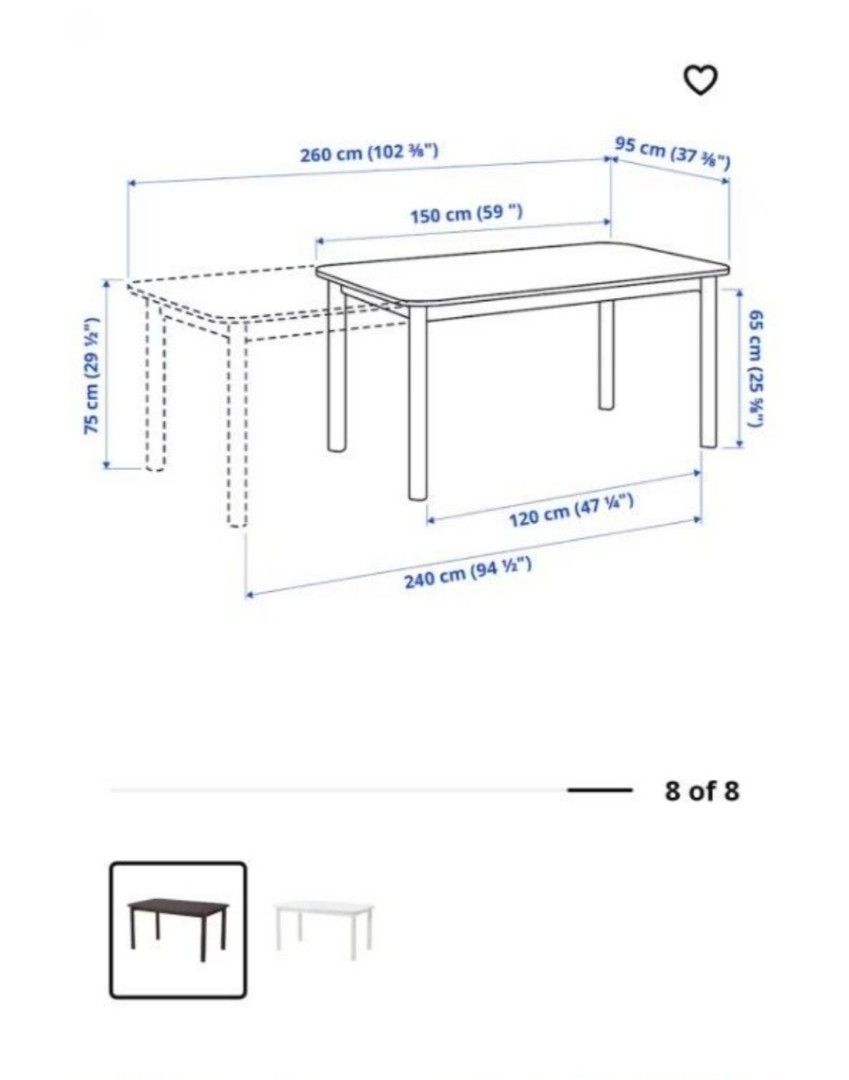IKEA STRANDTORP Extendable Dining Table White, Furniture & Home Living ...
