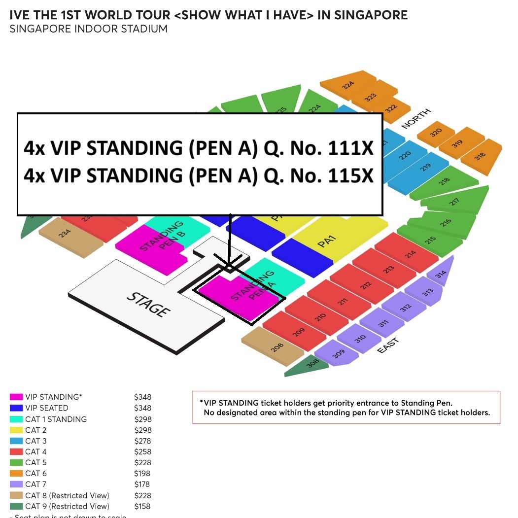 IVE VIP Standing Pen A Singapore Concert, Tickets & Vouchers, Event Tickets on Carousell