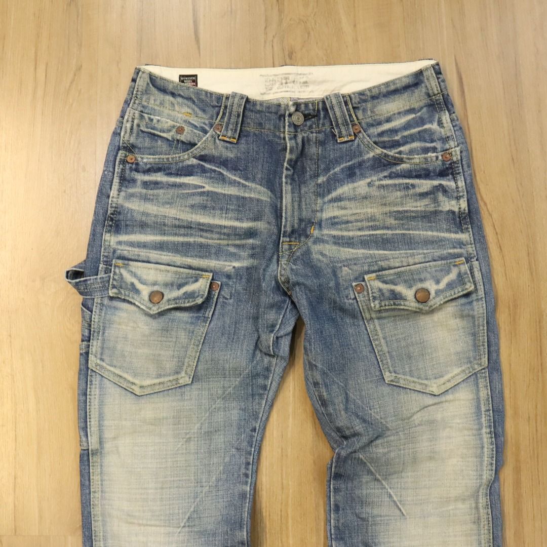 Japanese Brand Bartack Front Pocket Seasoned Jeans, Men's Fashion ...
