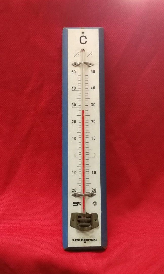 Japanese Keiryoki SATO Wall hanging wooden base Thermometer, Hobbies ...