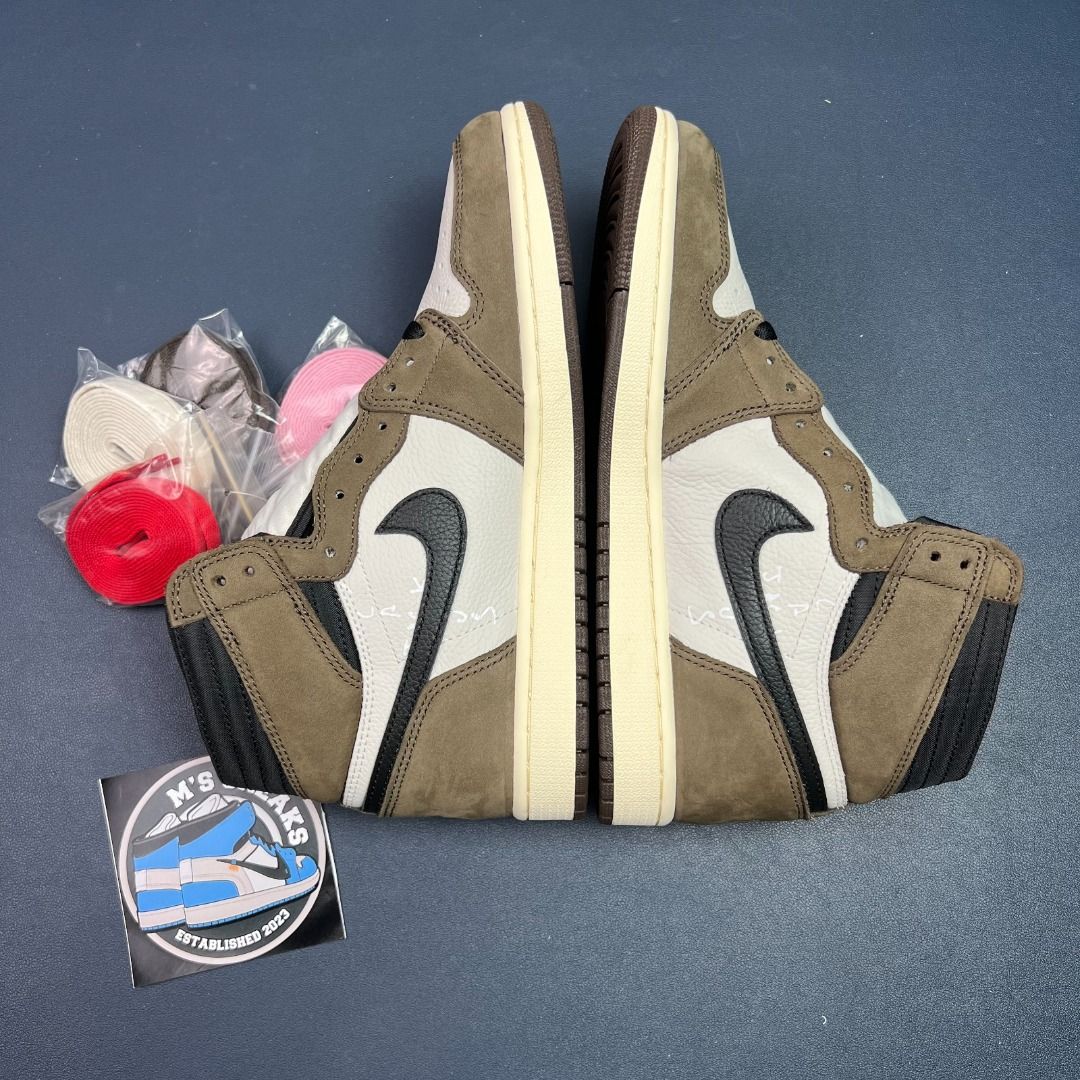 Jordan 1 Retro High OG SP Travis Scott Mocha, Men's Fashion, Footwear ...