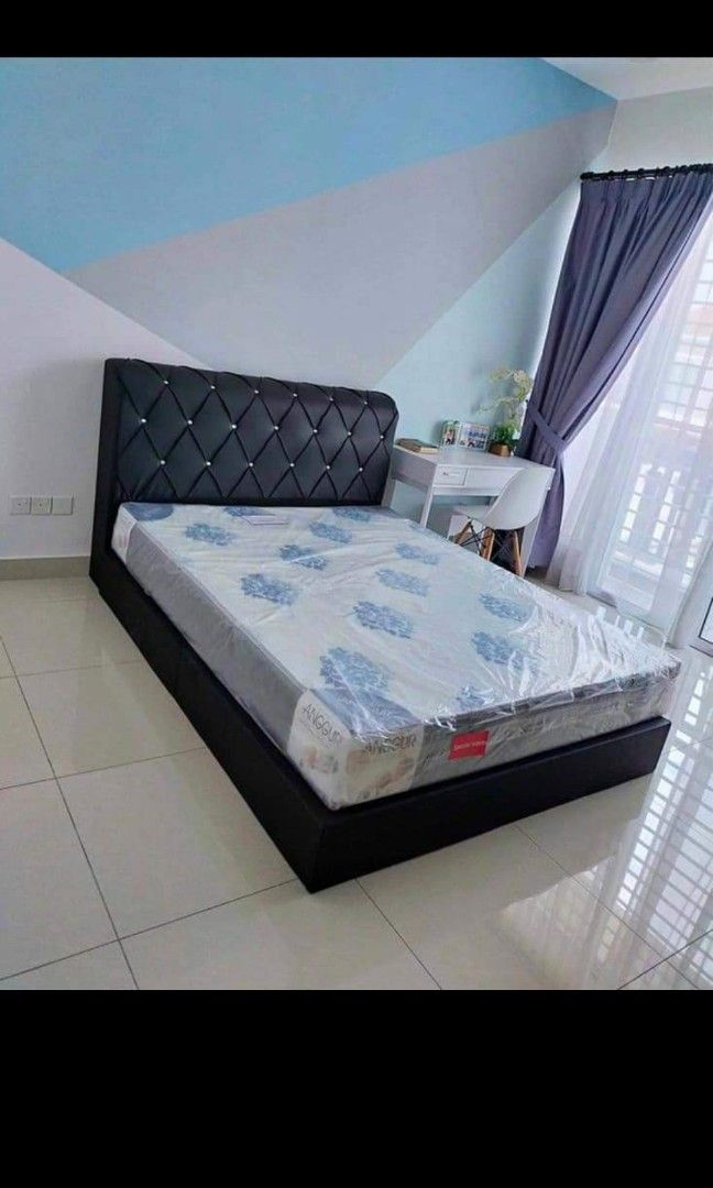 Katil Queen + tilam 8", Furniture & Home Living, Furniture, Bed Frames ...