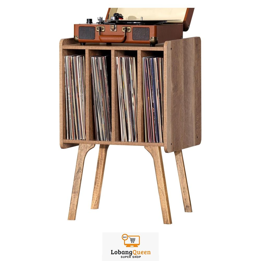 LELELINKY Record Player Stand,Vinyl Record Storage Table with 4 Cabinet ...