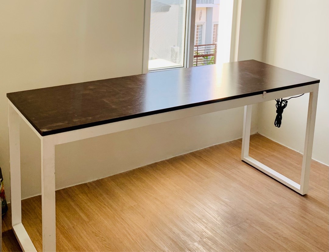 Long Office Table for 3 Monitors, Furniture & Home Living, Office ...
