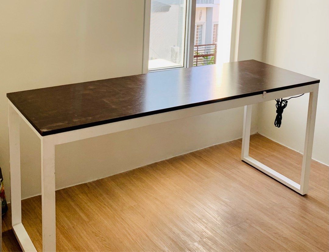 Long Office Table for 3 Monitors, Furniture & Home Living, Office ...