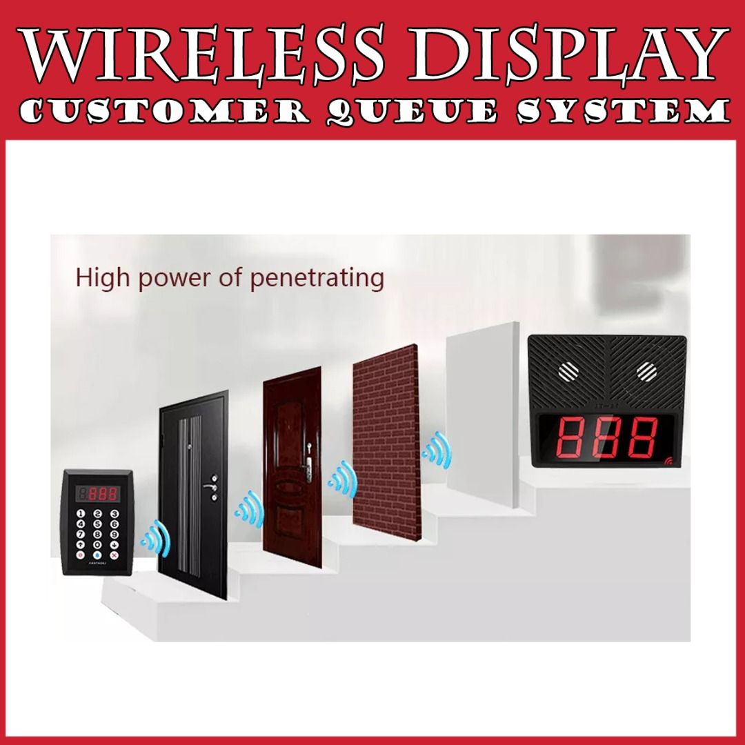 Loud Type Wireless Queue Management System 3 Digit Digital Call System Buzzer Pager Bubble Tea ...