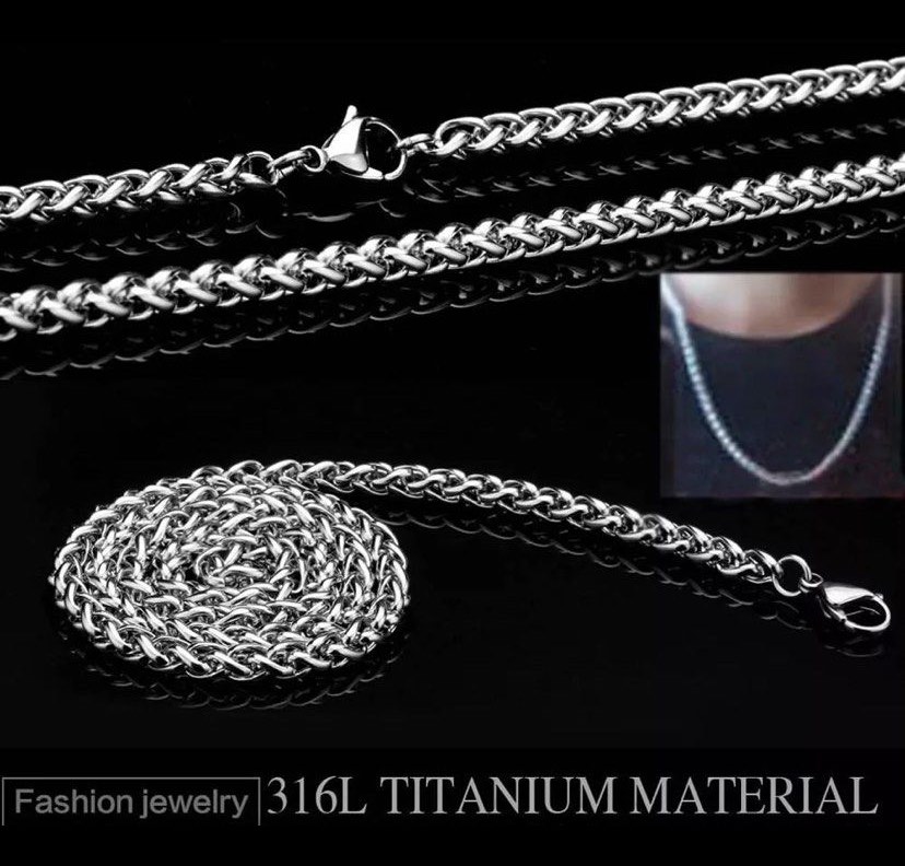 Men Chain Necklace Steel Plain Silver Chain Necklace, Men's Fashion ...