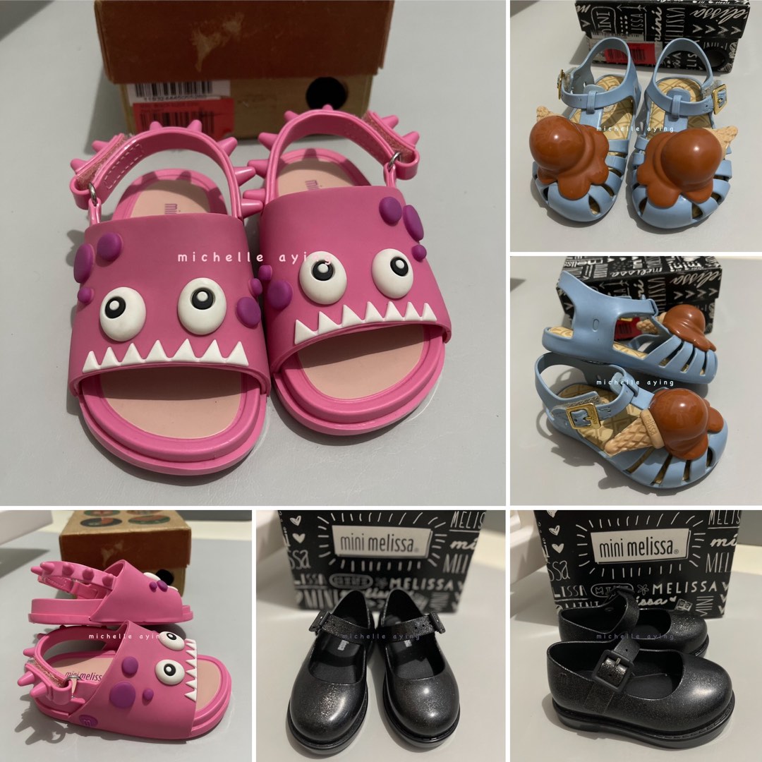 Mini Melissa US6 / 13cm (Aranha Ice Cream, Beach Slide Dino, Maggie), Babies & Kids, Babies ...