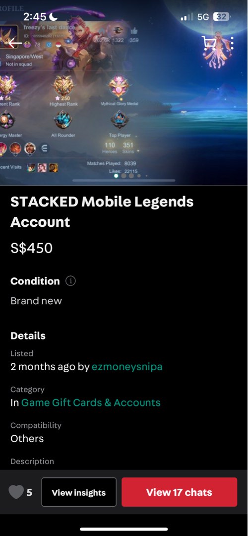 MLBB ACCOUNT, Video Gaming, Gaming Accessories, Game Gift Cards ...