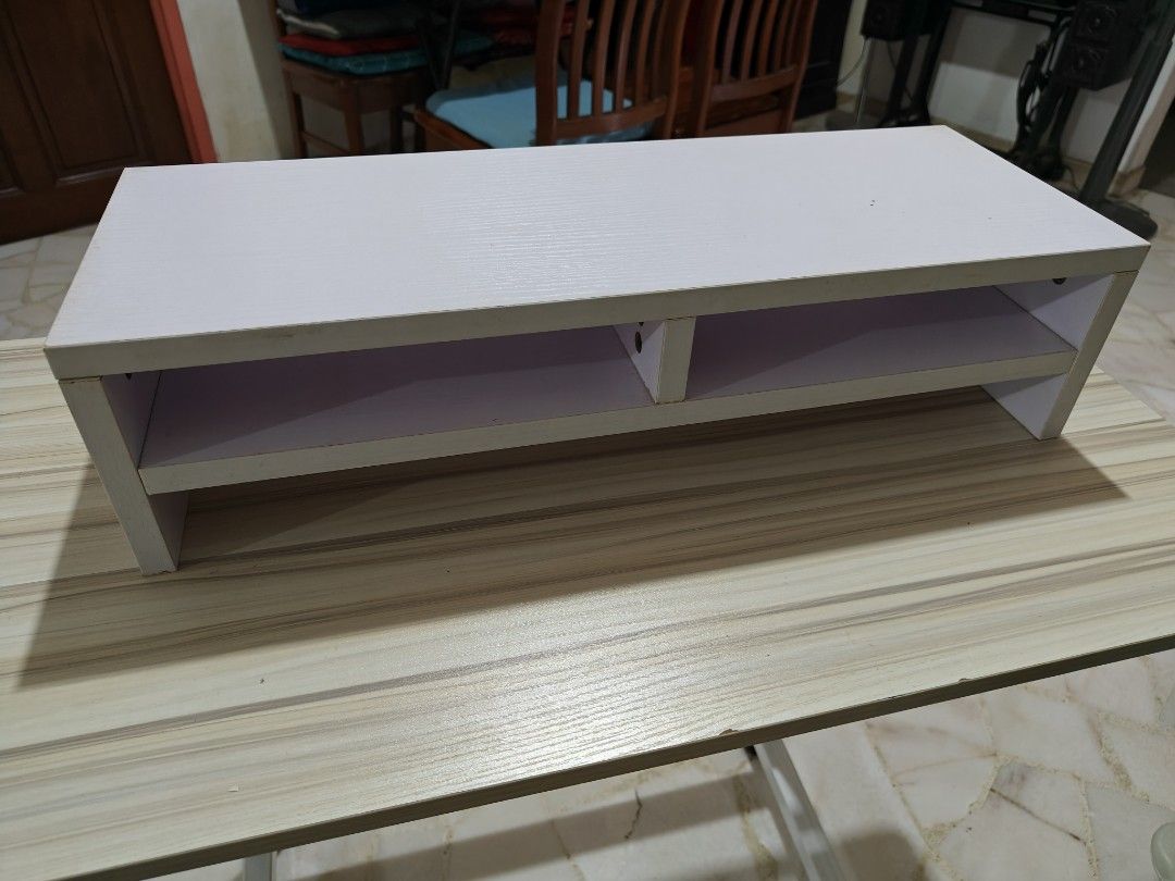 Monitor stand / monitor riser, white wood, Furniture & Home Living ...