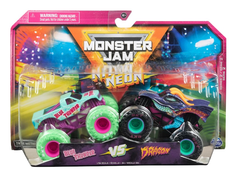 Monster Jam, 2-Pack Neon 1:64 Nitro Monster Trucks, Blue Thunder Vs ...