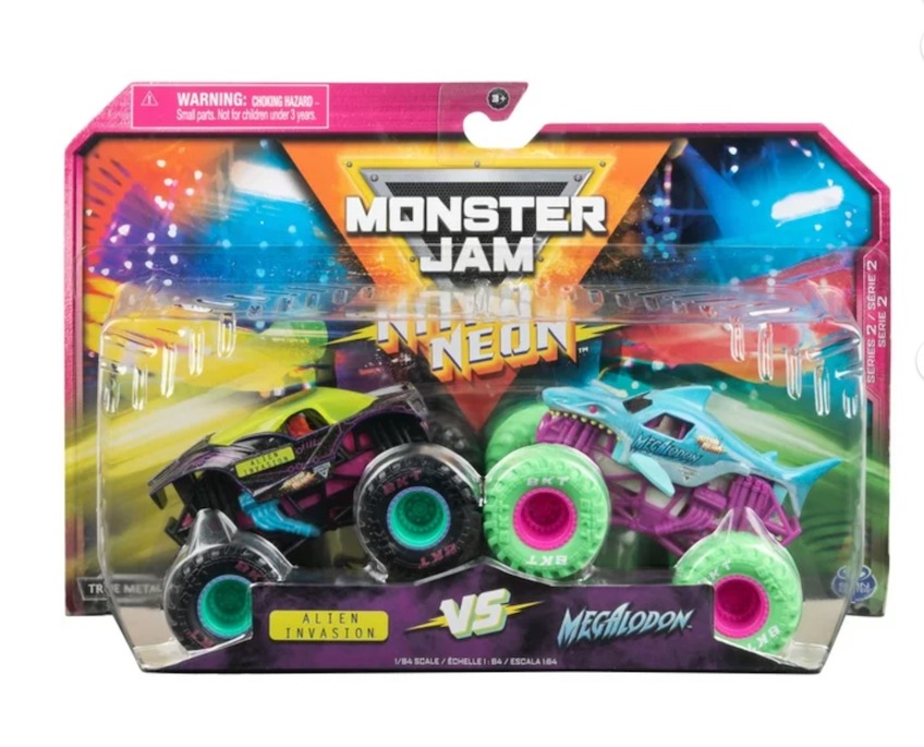 Monster Jam, 2-Pack Neon 1:64 Nitro Monster Trucks, Alien Invasion Vs ...