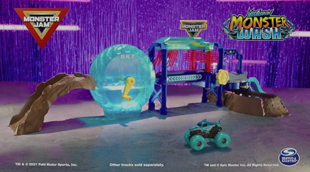 Monster Jam, Megalodon Monster Wash, Includes Color-Changing Megalodon ...