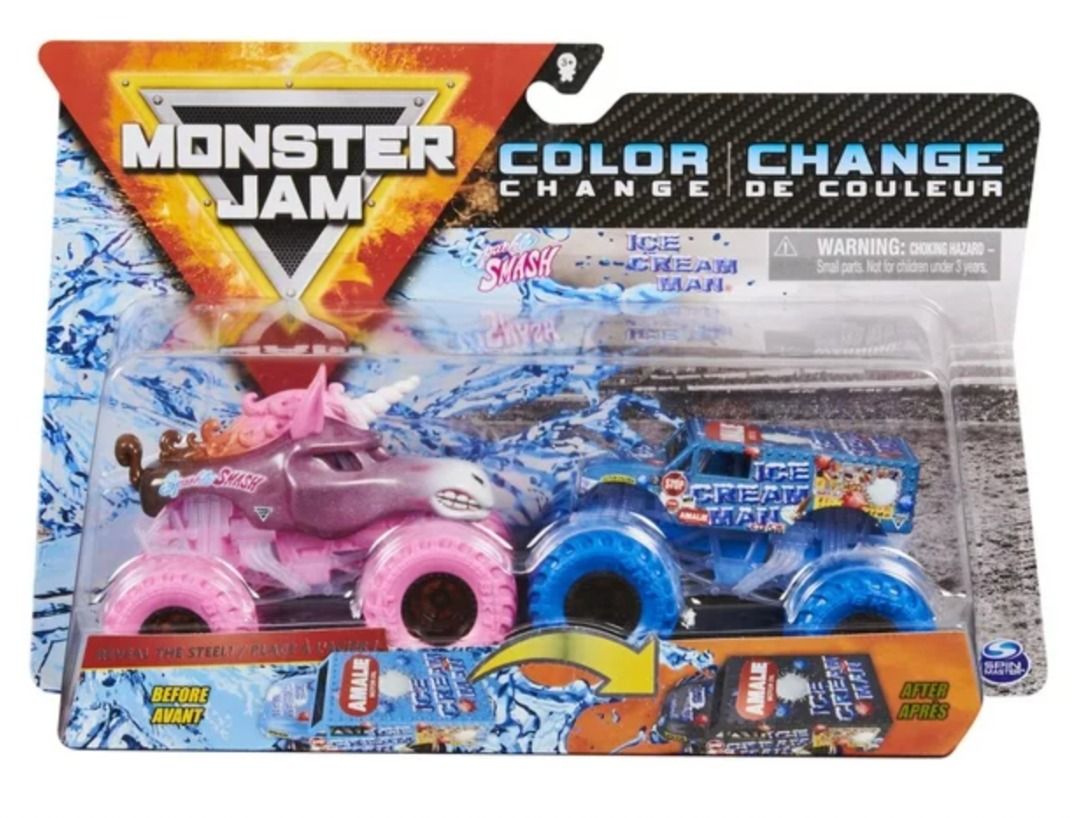 Monster Jam, Official Sparkle Smash Vs. Ice Cream Man Color-Changing ...