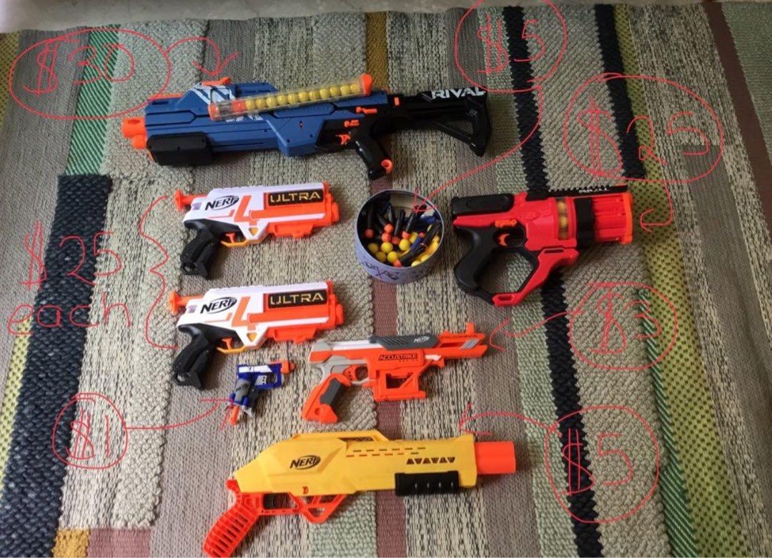 Nerf bundle including bullets, Hobbies & Toys, Toys & Games on Carousell