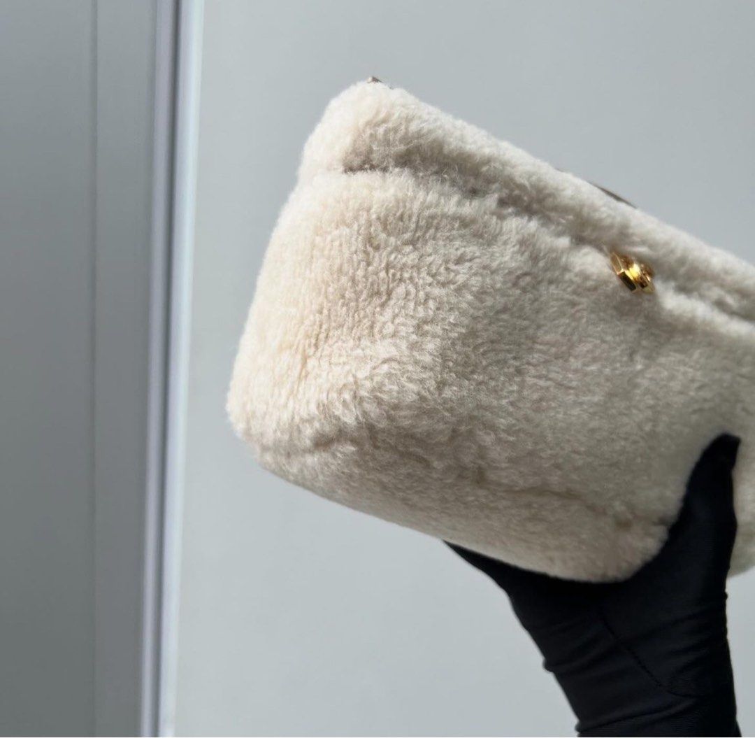 NEW Loro Piana Extra Pocket Pouch L19 Shearling Natural / Lghw, Luxury ...