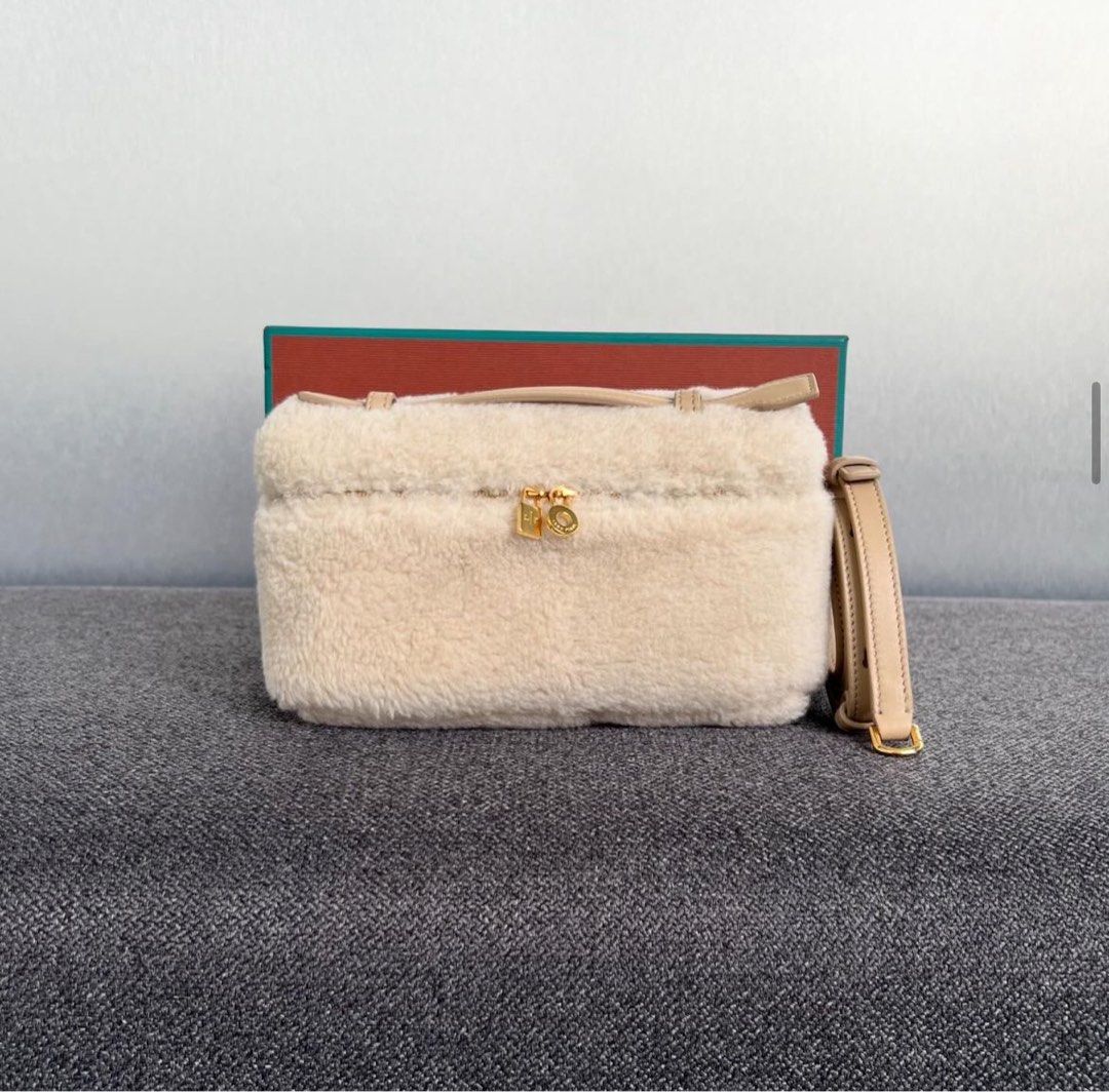 NEW Loro Piana Extra Pocket Pouch L19 Shearling Natural / Lghw, Luxury ...