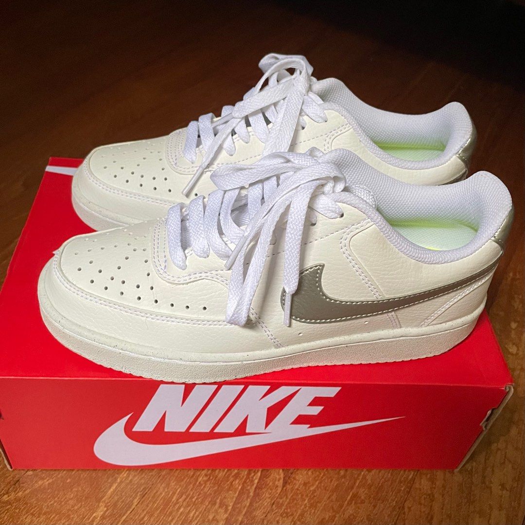 NIKE COURT VISION | WHITE METALLIC (With Box), Women's Fashion ...