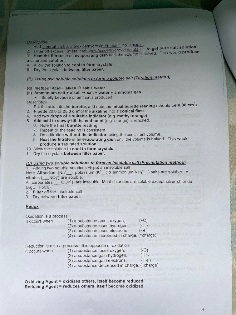 O lvl combined science - chemistry notes, Hobbies & Toys, Books ...