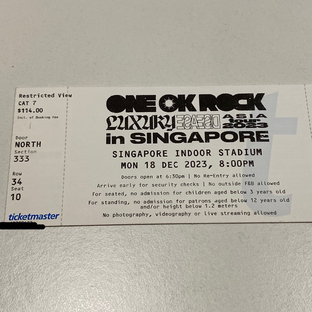 ONE OK ROCK Concert Ticket Cat 7, Tickets & Vouchers, Event Tickets on ...
