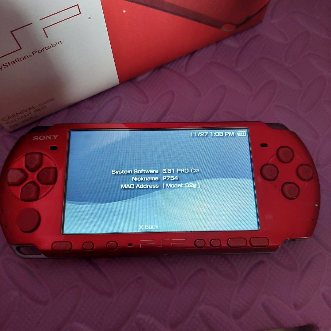 psp 3000 red color cfw with box, Video Gaming, Video Game Consoles ...