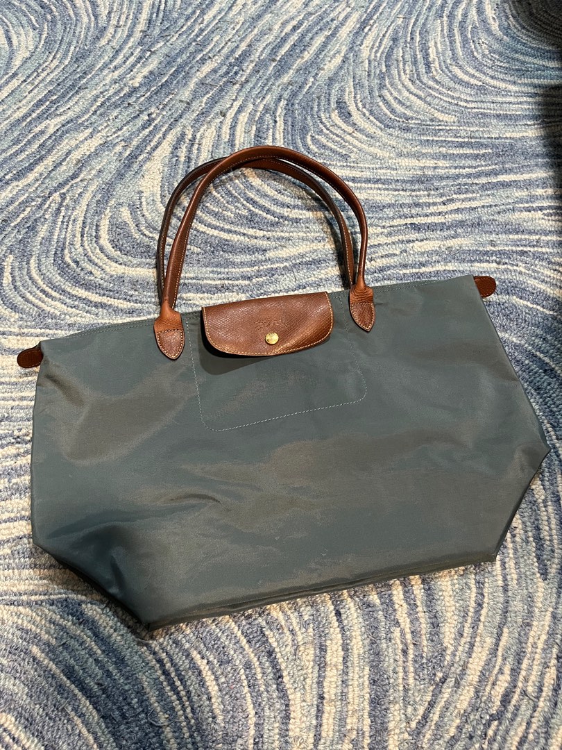 RARE COLOR LONGCHAMP ORIGINAL BUTTON LP MOSS LARGE LONG HAND tote bag ...