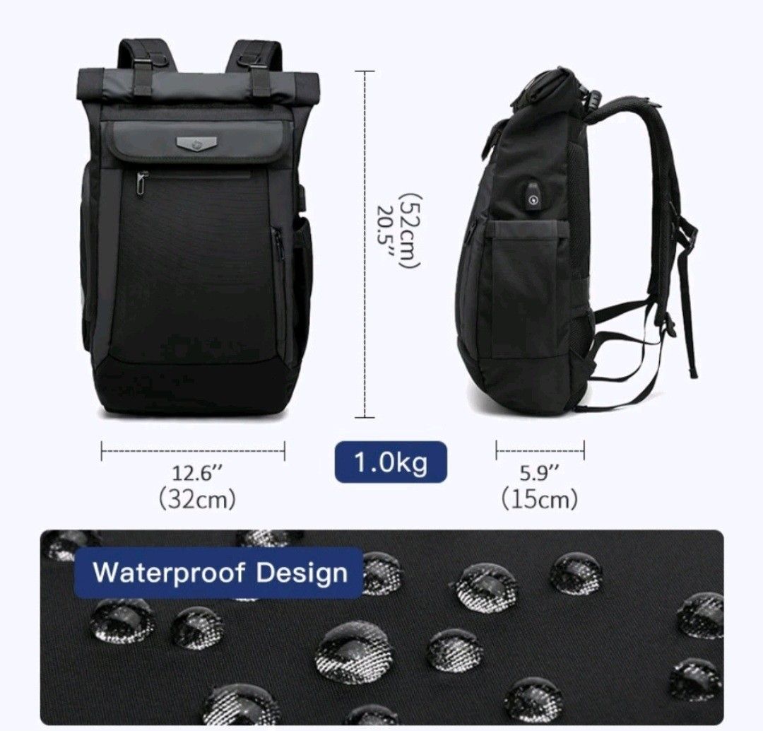 Rolltop waterproof travel/laptop backpack, Men's Fashion, Bags ...