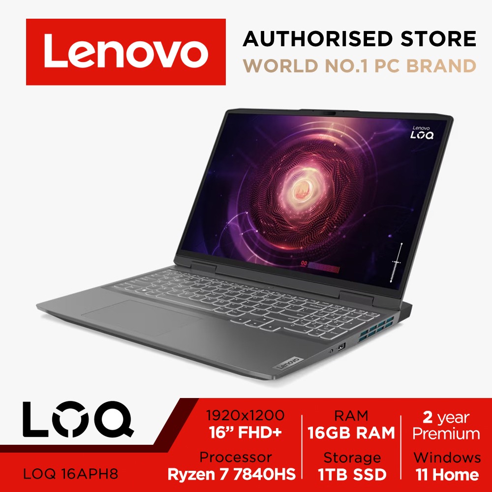 RTX 4050 Lenovo Gaming Laptop 16" FHD, Ryzen 7 7840HS, 16GB DDR5 1TB ...