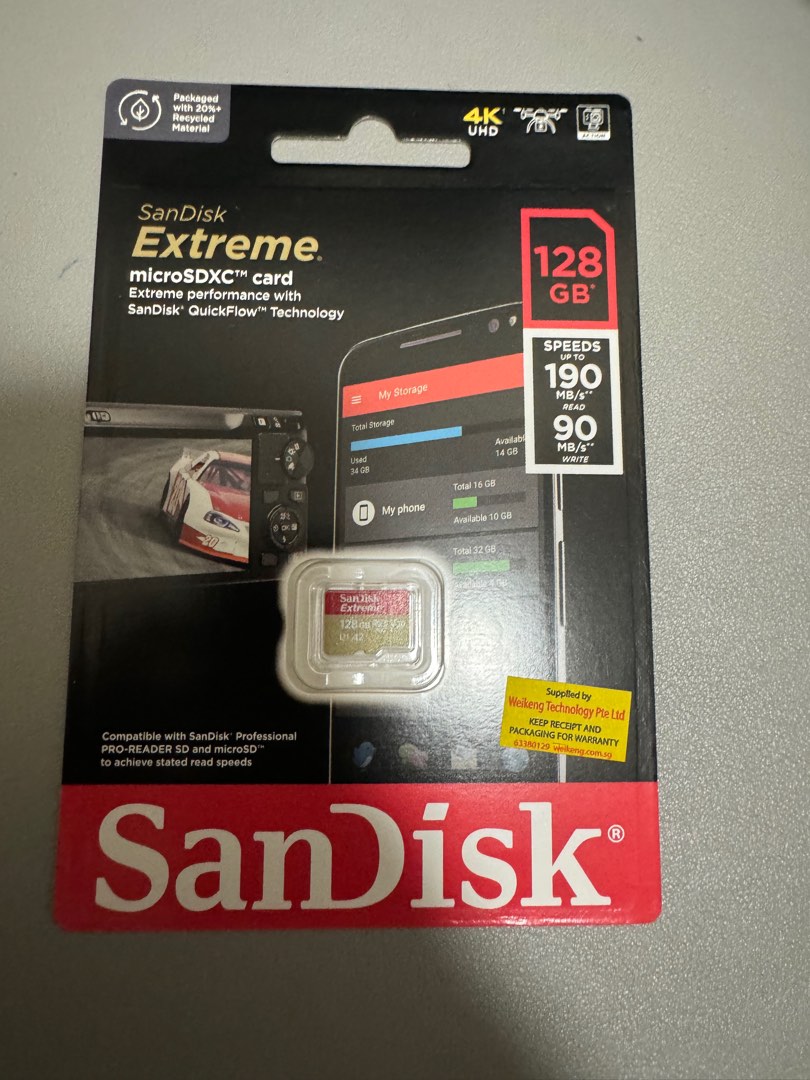 SanDisk Extreme MicroSD Card 128 GB (190Mb/s), Mobile Phones & Gadgets, Mobile & Gadget ...