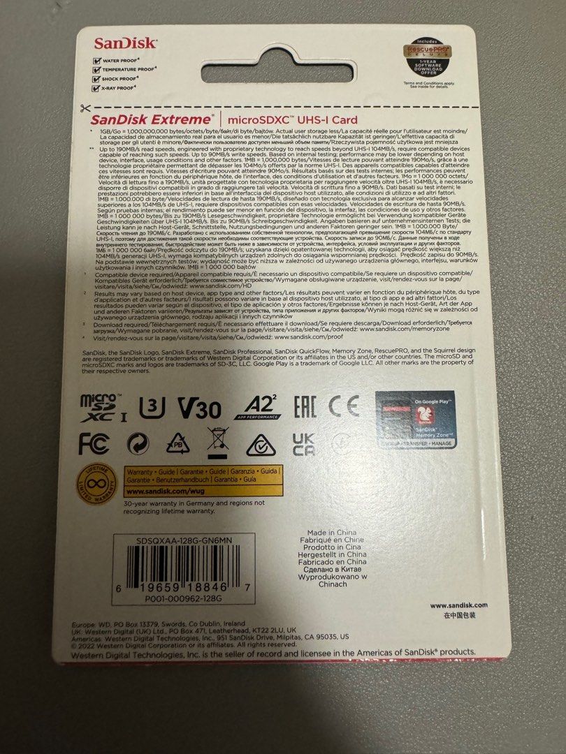 SanDisk Extreme MicroSD Card 128 GB (190Mb/s), Mobile Phones & Gadgets, Mobile & Gadget ...