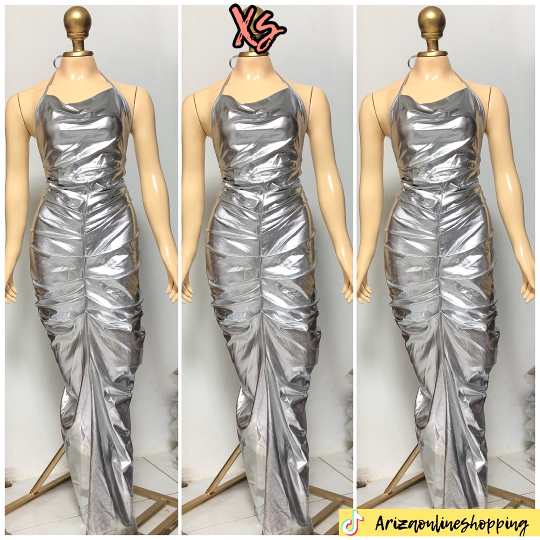 Shein Silver leather style dress, Women's Fashion, Dresses & Sets ...