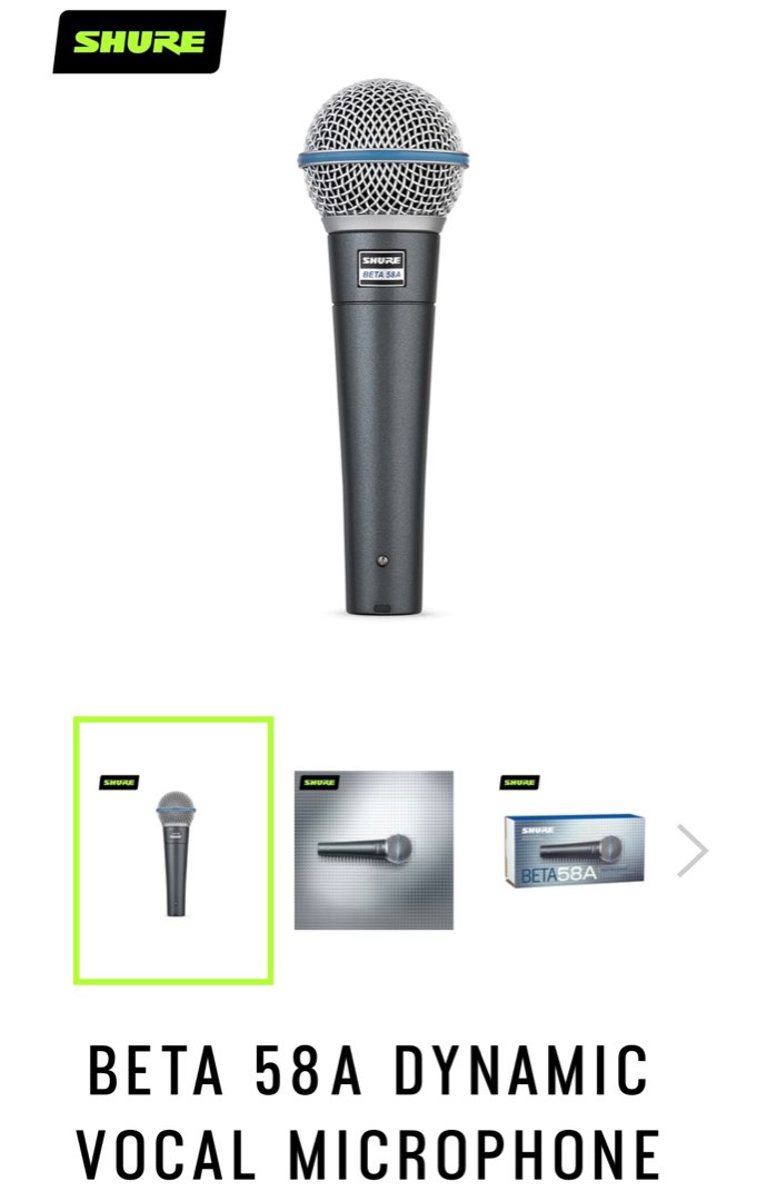 Shure Beta 58A Microphone, Audio, Microphones on Carousell