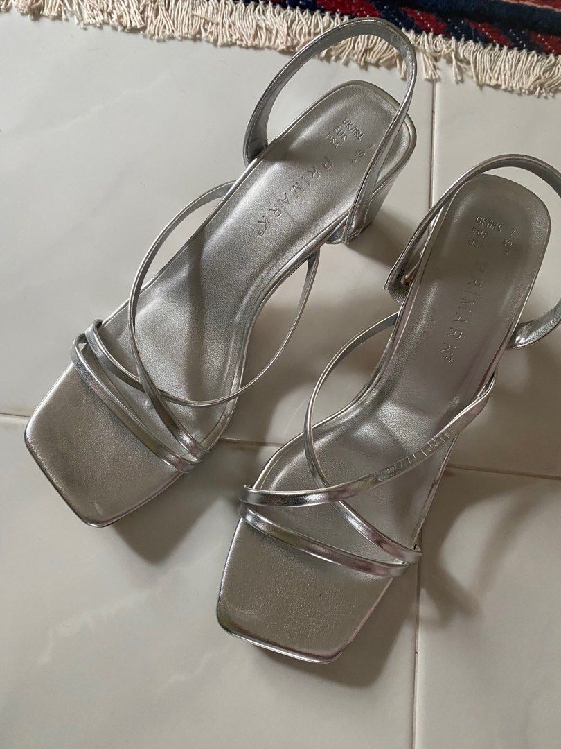 Silver Heels Primark Size 40, Women's Fashion, Footwear, Heels on Carousell