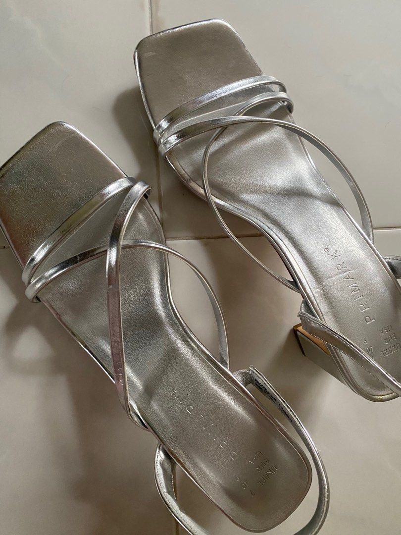Silver Heels Primark Size 40, Women's Fashion, Footwear, Heels on Carousell